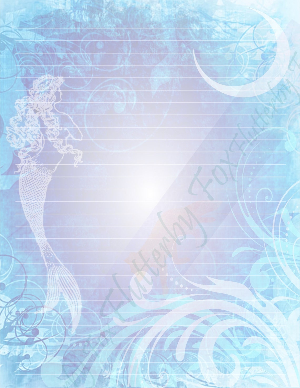Mermaid Writing Paper Moon Stationery Ocean Junk Journal Ocean Letter ...