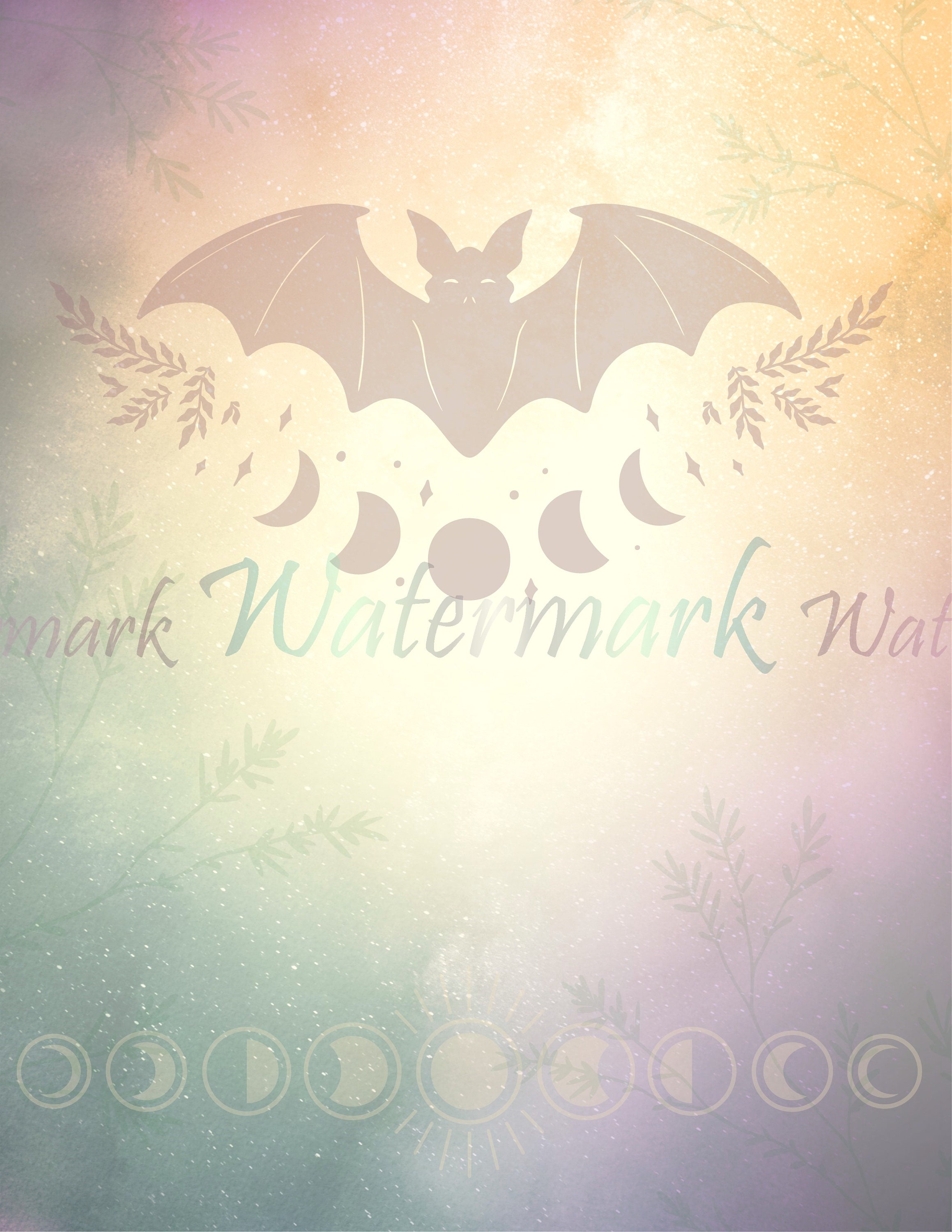 Mystic Bat Printable Stationery Set | Moon Phases Stationery | Bat ...