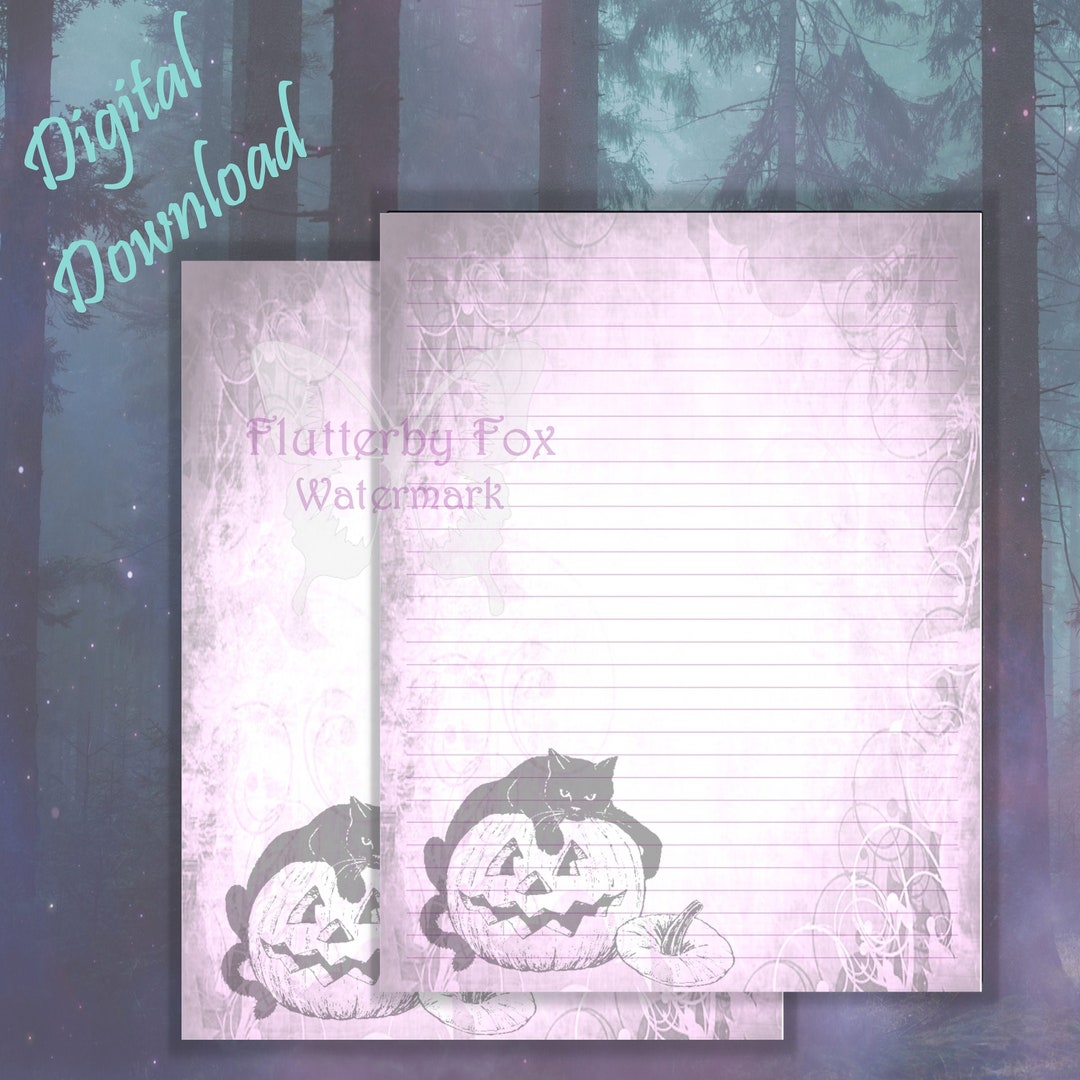 Black Cat Paper Halloween Paper Cat Writing Paper Junk - Etsy