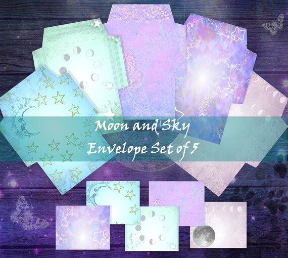 Moon and Sky Printable Envelope Set Moon Envelopes Moon | Etsy