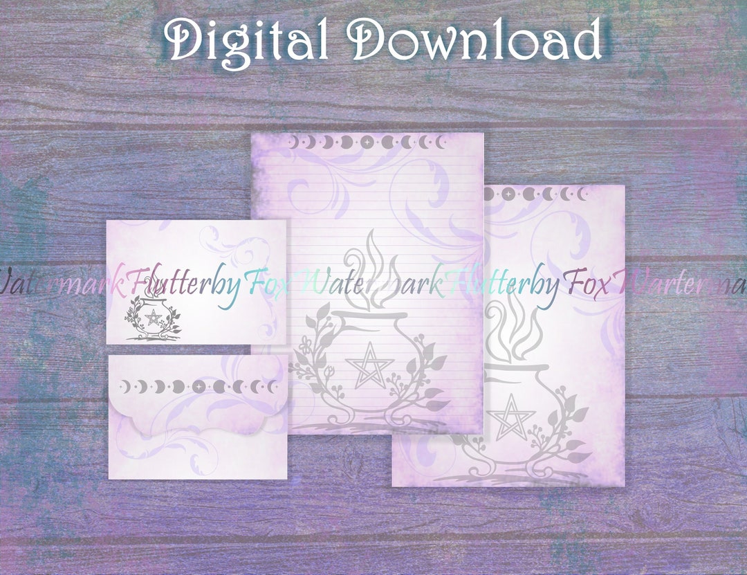 Purple Caudron Printable Paper Cauldron Stationery Set Cauldron Writing ...