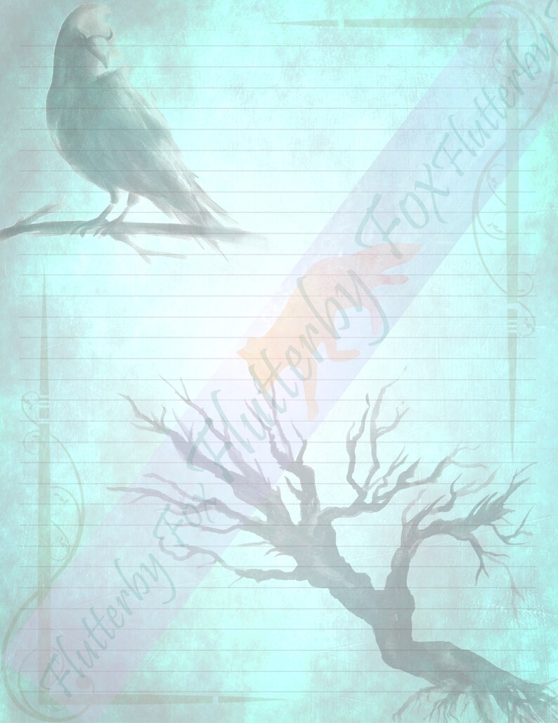 Printable Blackbird Paper Raven Stationery Crow Writing | Etsy