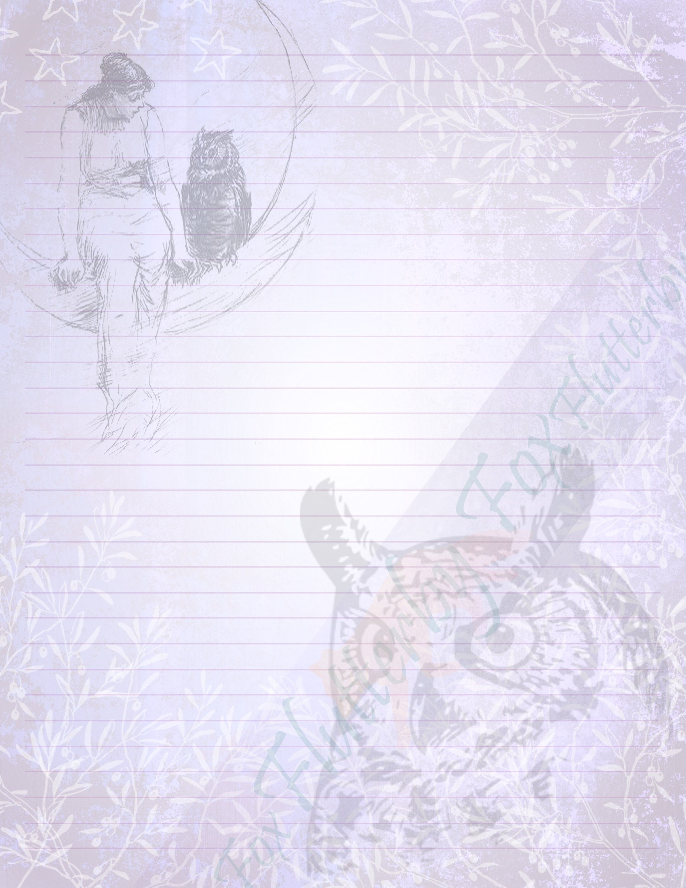 Owl Goddess Paper Owl Stationery Goddess Writing Page Goddess Junk ...