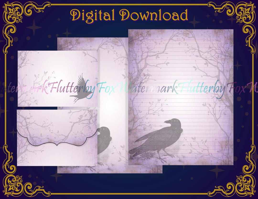 Raven Forest Printable Paper | Raven Writing Paper | Crow Junk Journal ...