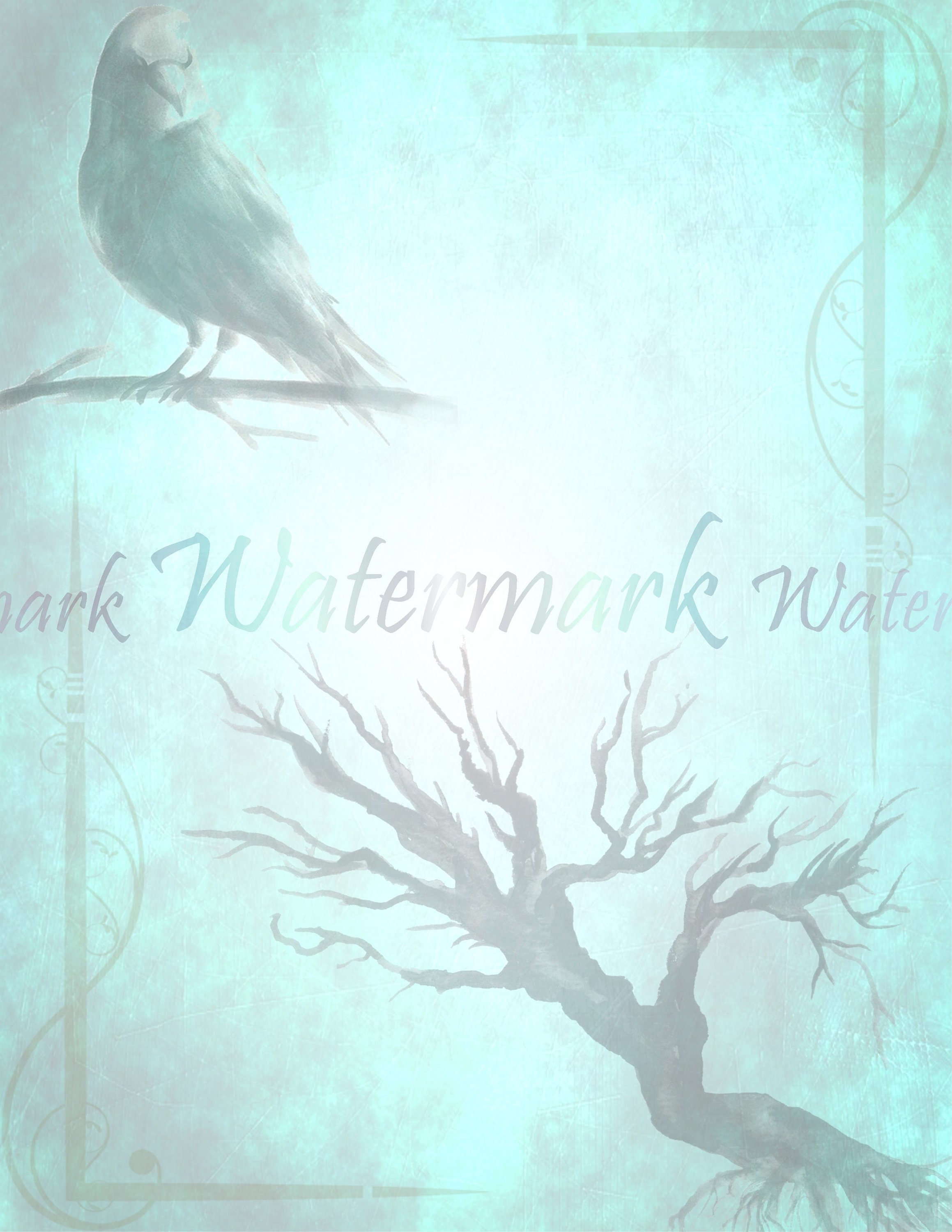 Printable Blackbird Paper Raven Stationery Crow Writing Paper Winter ...