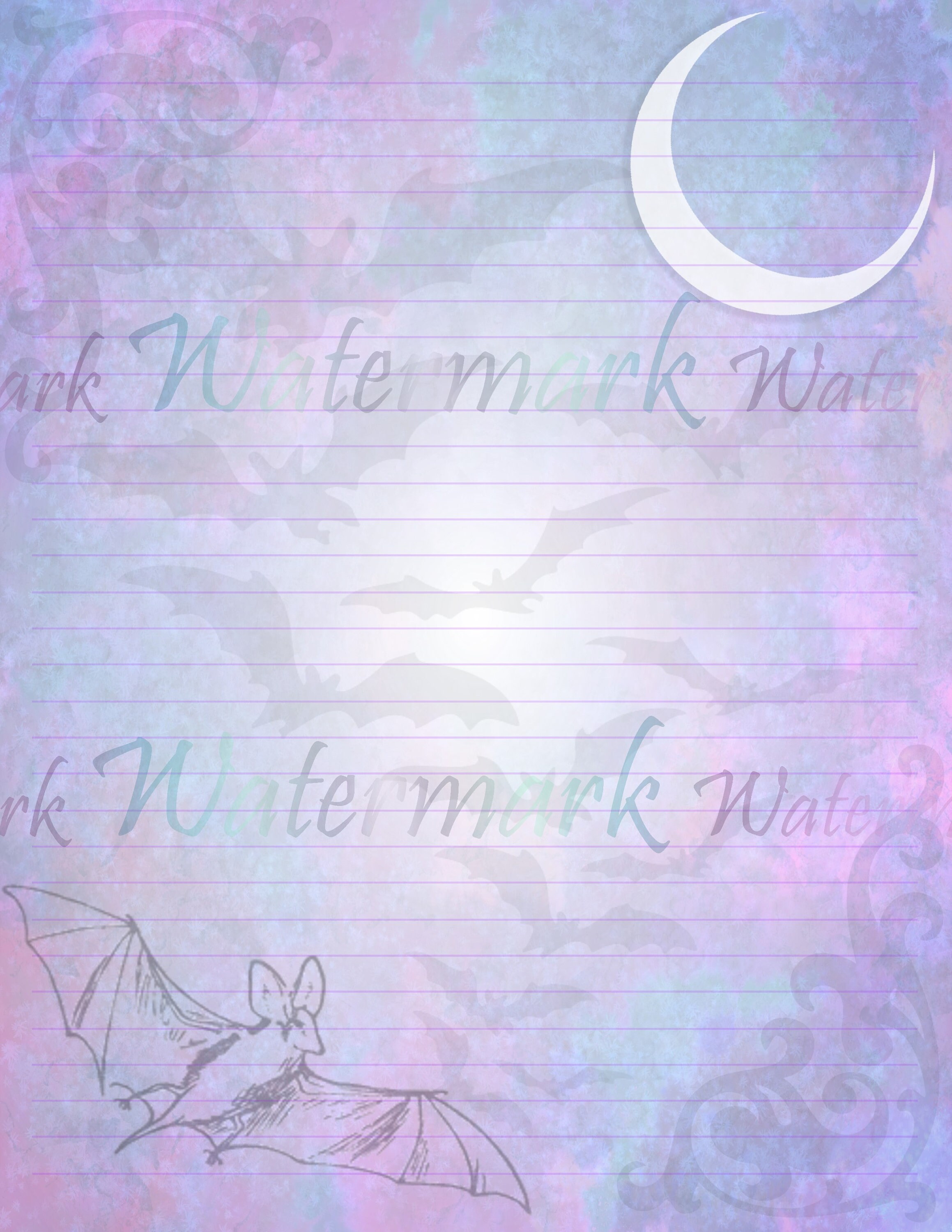 Printable Bat Paper Bat Stationery Gothic Paper Junk - Etsy