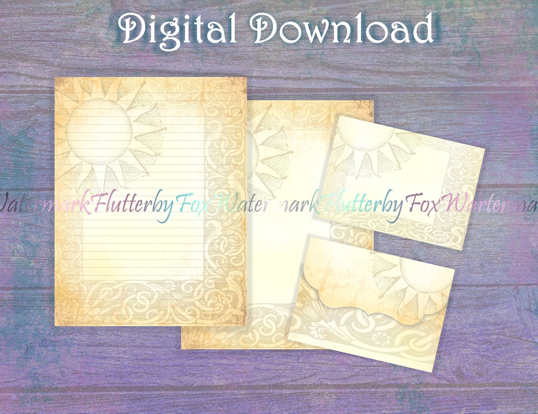 Sun Writing Paper Sunshine Digital Pages Printable Sun Letter Paper Sun ...