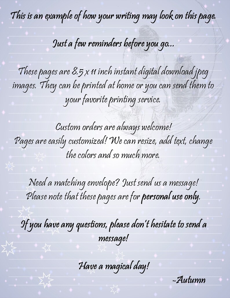 Moon Fairy Page Goddess Writing Paper Moon Goddess Page Athena Paper ...