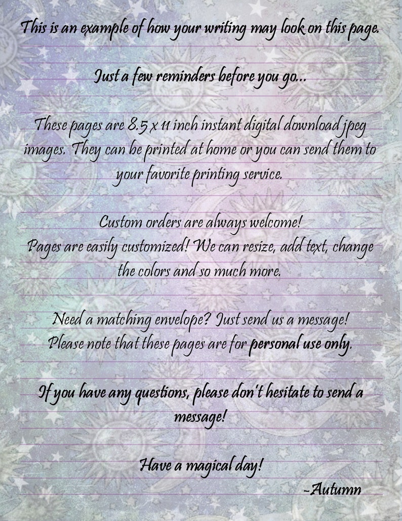 Astrology Magic Writing Paper Set Printable Astrology Paper | Etsy
