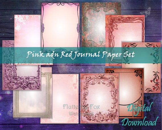 Pink and Red Paper Set Printable Writing Paper Set Red | Etsy