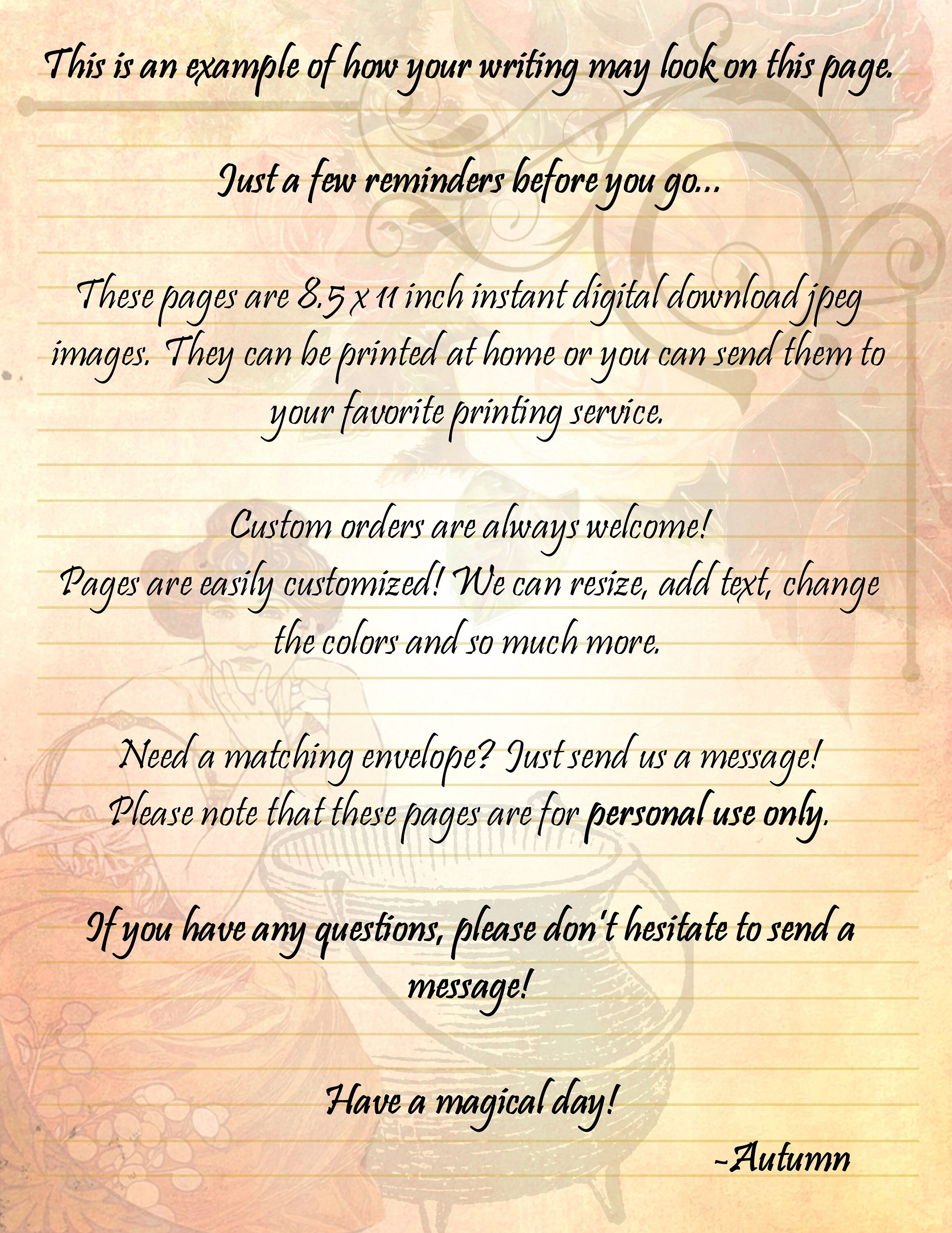 Cauldron Witch Stationery Cauldron Writing Paper Witch - Etsy