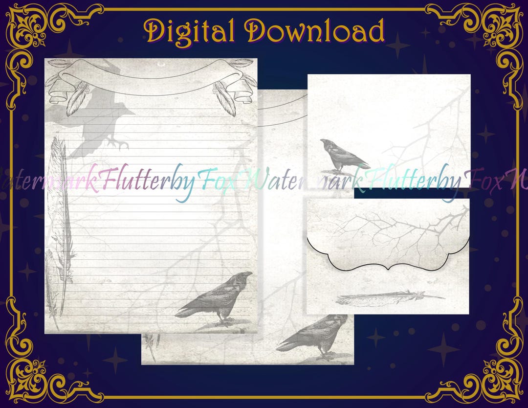 Raven Printable Paper and Envelope | Crow Pages | Raven Junk Journal ...