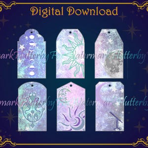 Astrology Magic Printable Gift Tag Set | Astrology Hangtag Set | Moon ...