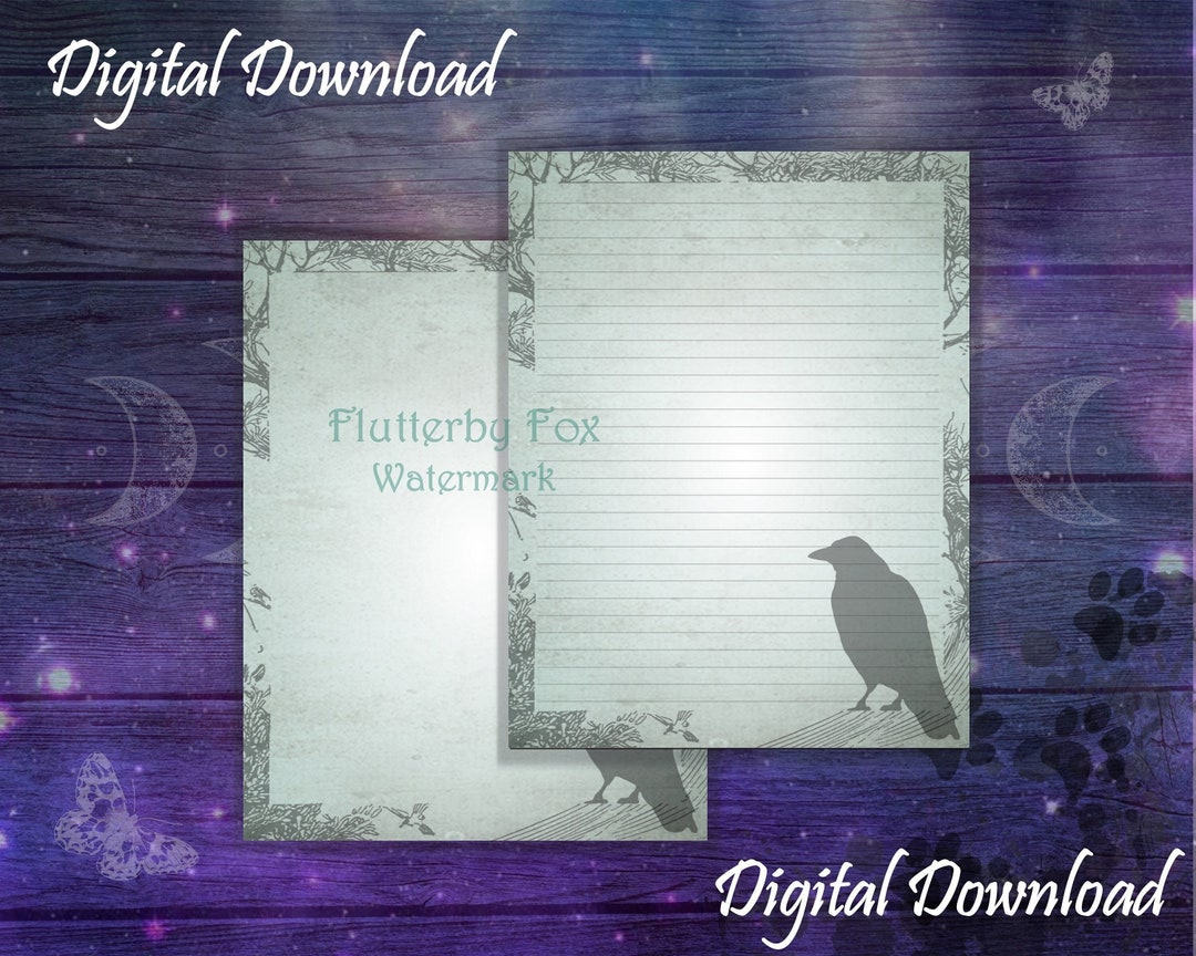 Printable Raven Paper Raven Stationery Crow Stationery - Etsy