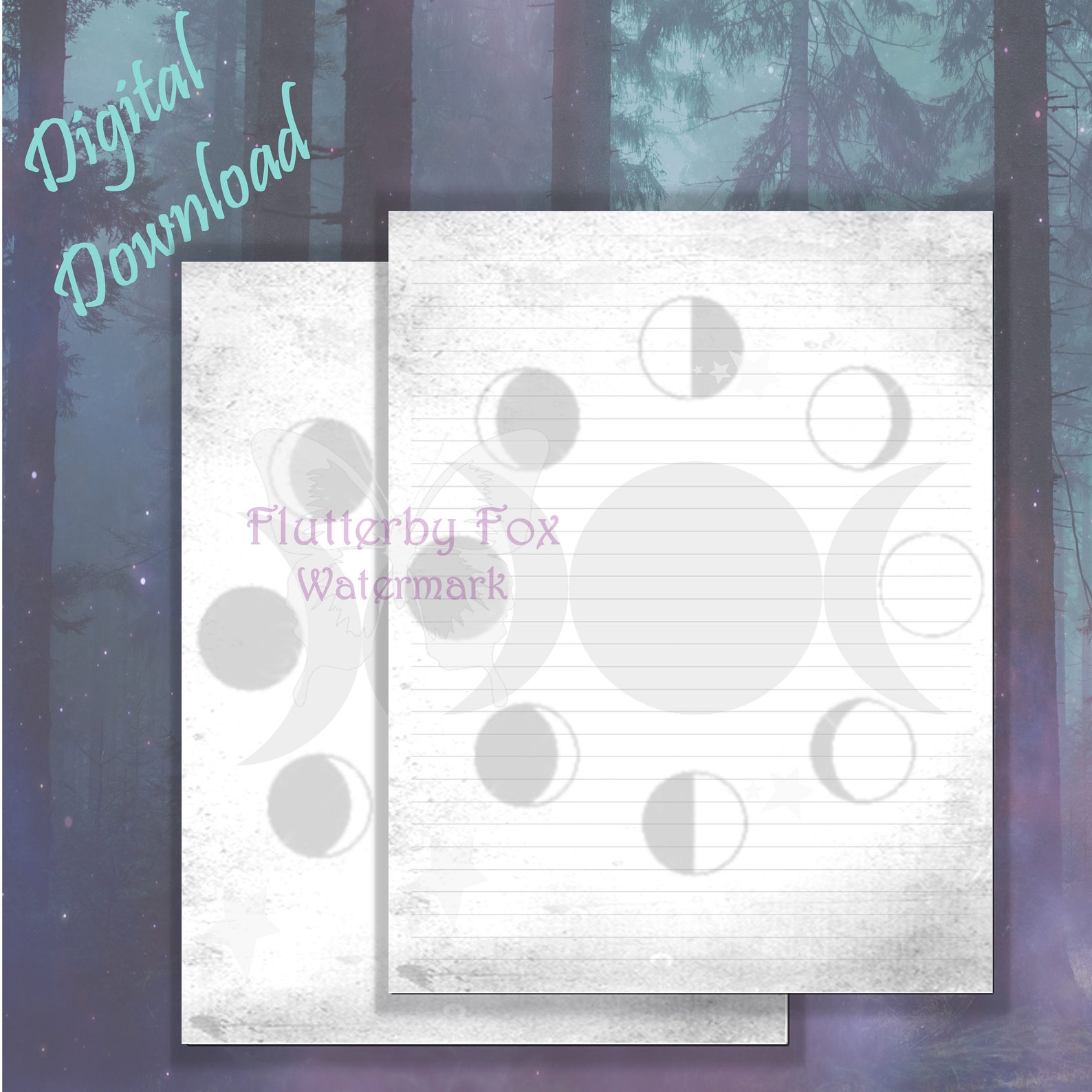 Moon Phases Writing Paper Moon Letter Paper Moon Phases - Etsy