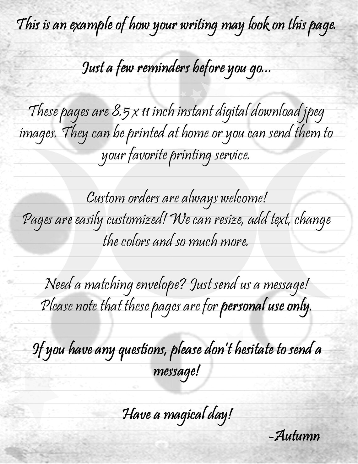 Moon Phases Writing Paper Moon Letter Paper Moon Phases | Etsy