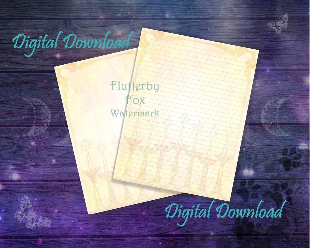 Candle Stationery Candles Printable Paper Candle Magic Page Gold ...
