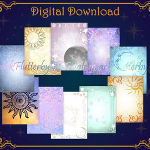 Sun and Moon Junk Journal Paper | Night Sky Writing Paper | Moon ...