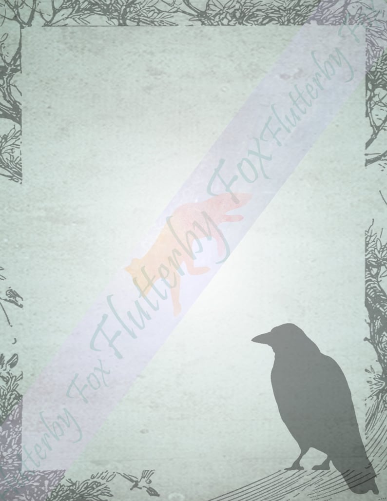 Printable Raven Paper Raven Stationery Crow Stationery | Etsy