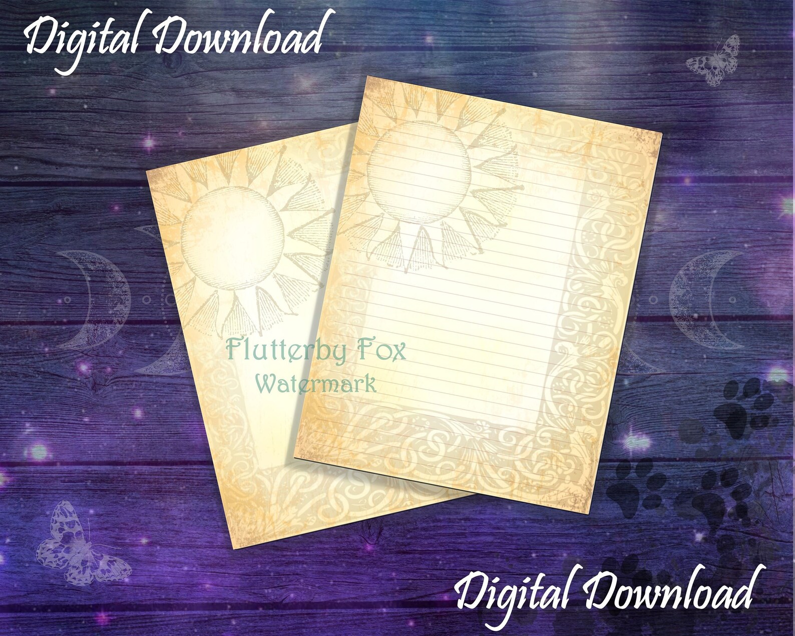 Sun Writing Paper Sunshine Digital Pages Printable Sun - Etsy