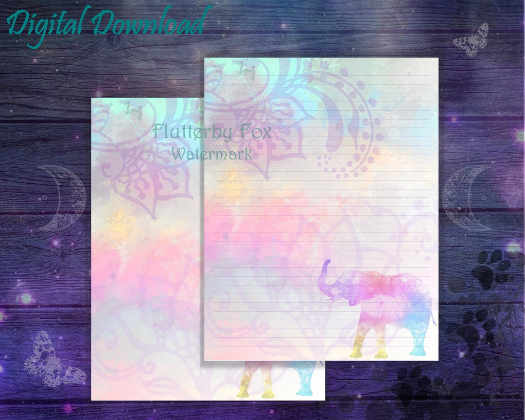 Rainbow Elephant Stationery Elephant Writing Paper - Etsy