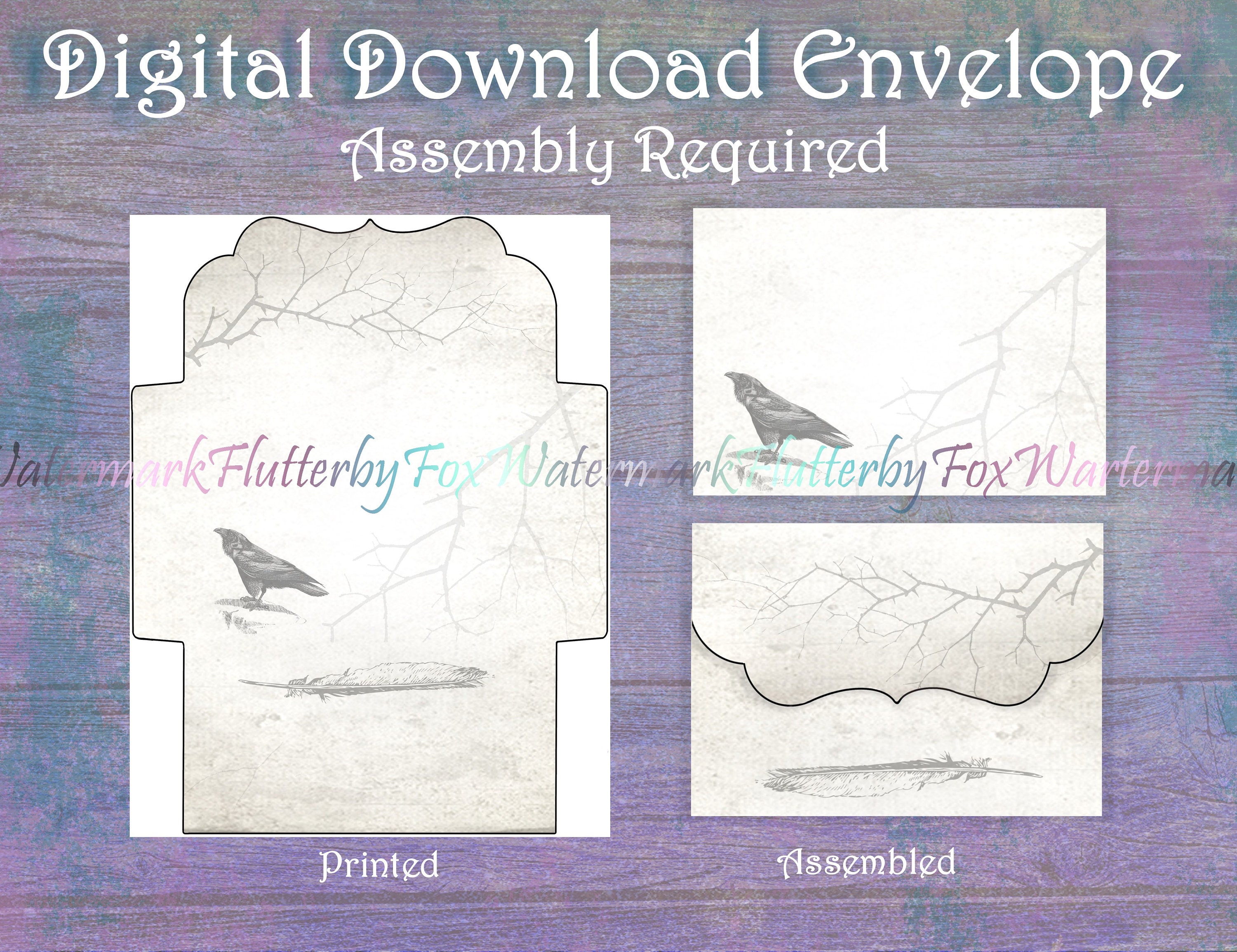 Raven Printable Paper and Envelope Crow Pages Raven Junk Journal ...