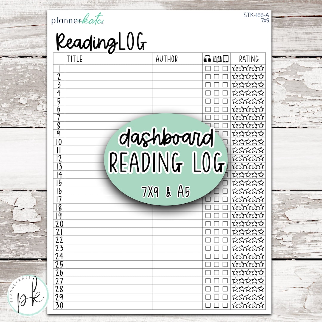 STK-166 || Dashboard Reading Log (7x9 and A5 Available) - Etsy