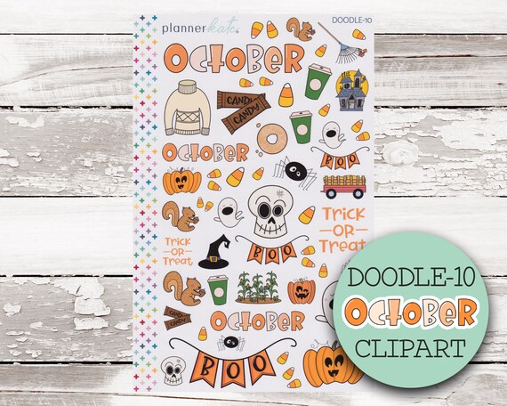 DOODLE-10 OCTOBER CLIPART - Etsy