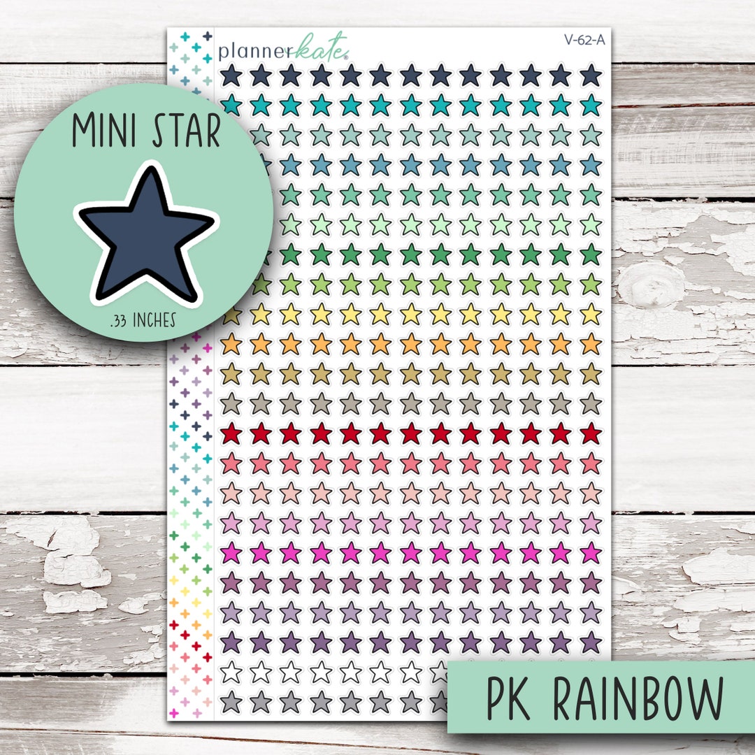 Mini Star Doodle Stickers - PK Rainbow || V-62 - Etsy