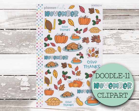 DOODLE-11 NOVEMBER CLIPART - Etsy