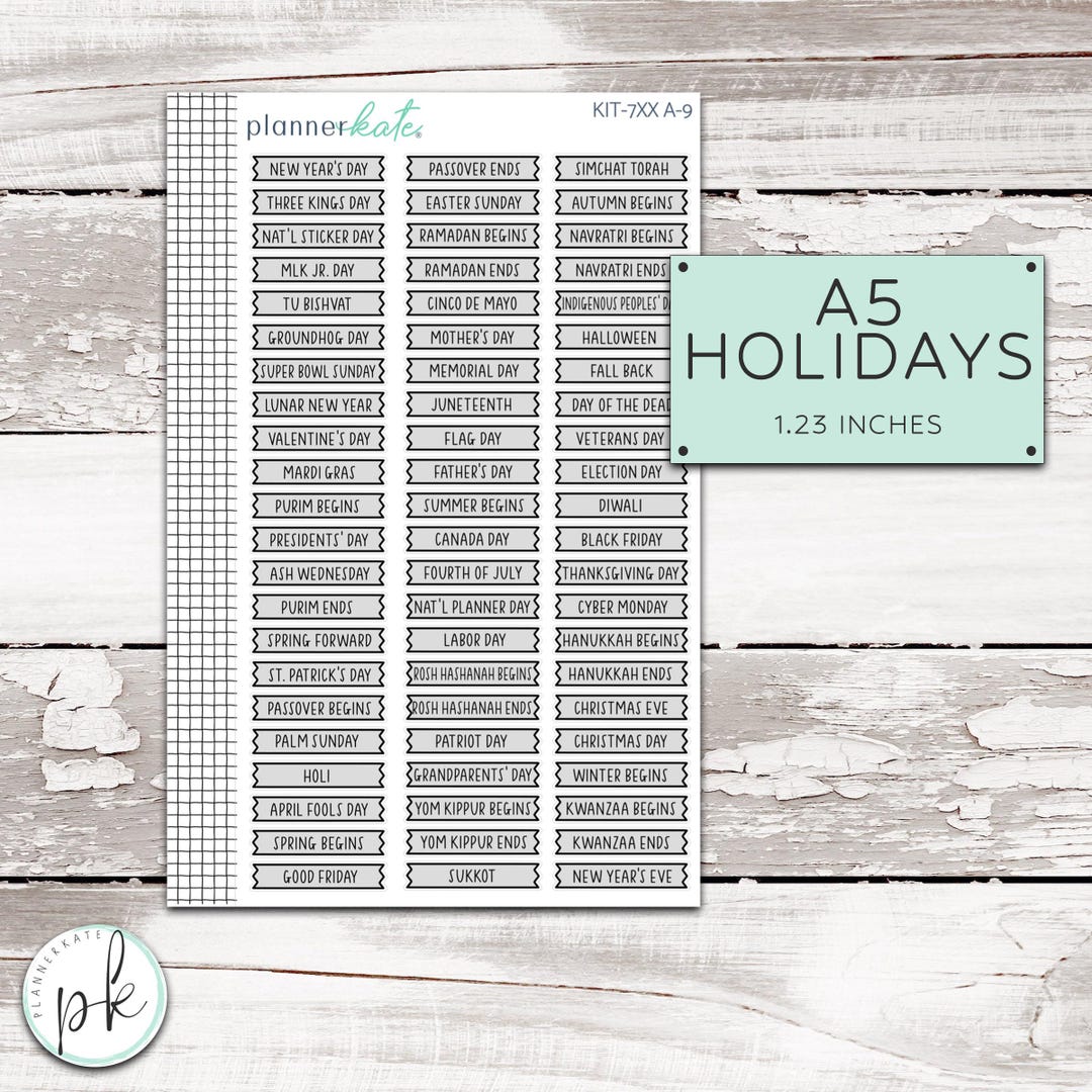 KIT-7XX A-09 || 2025 Banner Holidays for A5 Planner (1.2 Inch) - Etsy