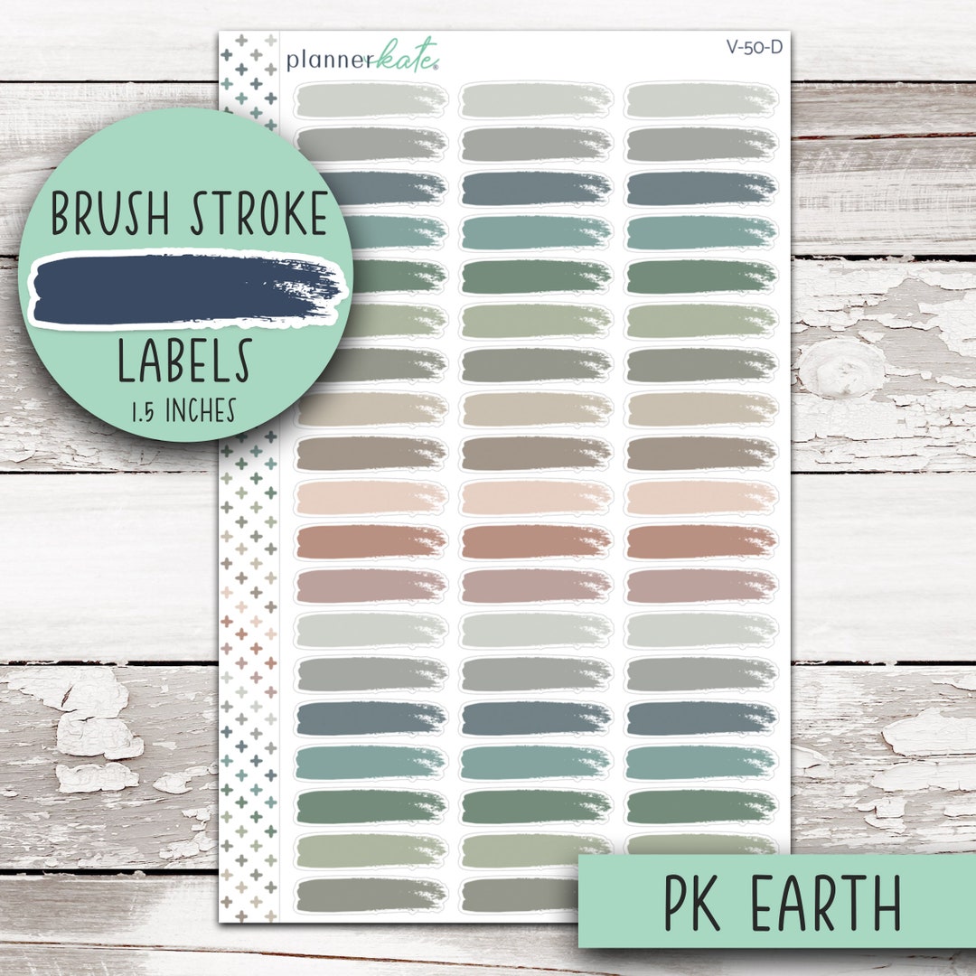 Brush Stroke Labels for 7x9 Planners - PK Earth || V-50 - Etsy