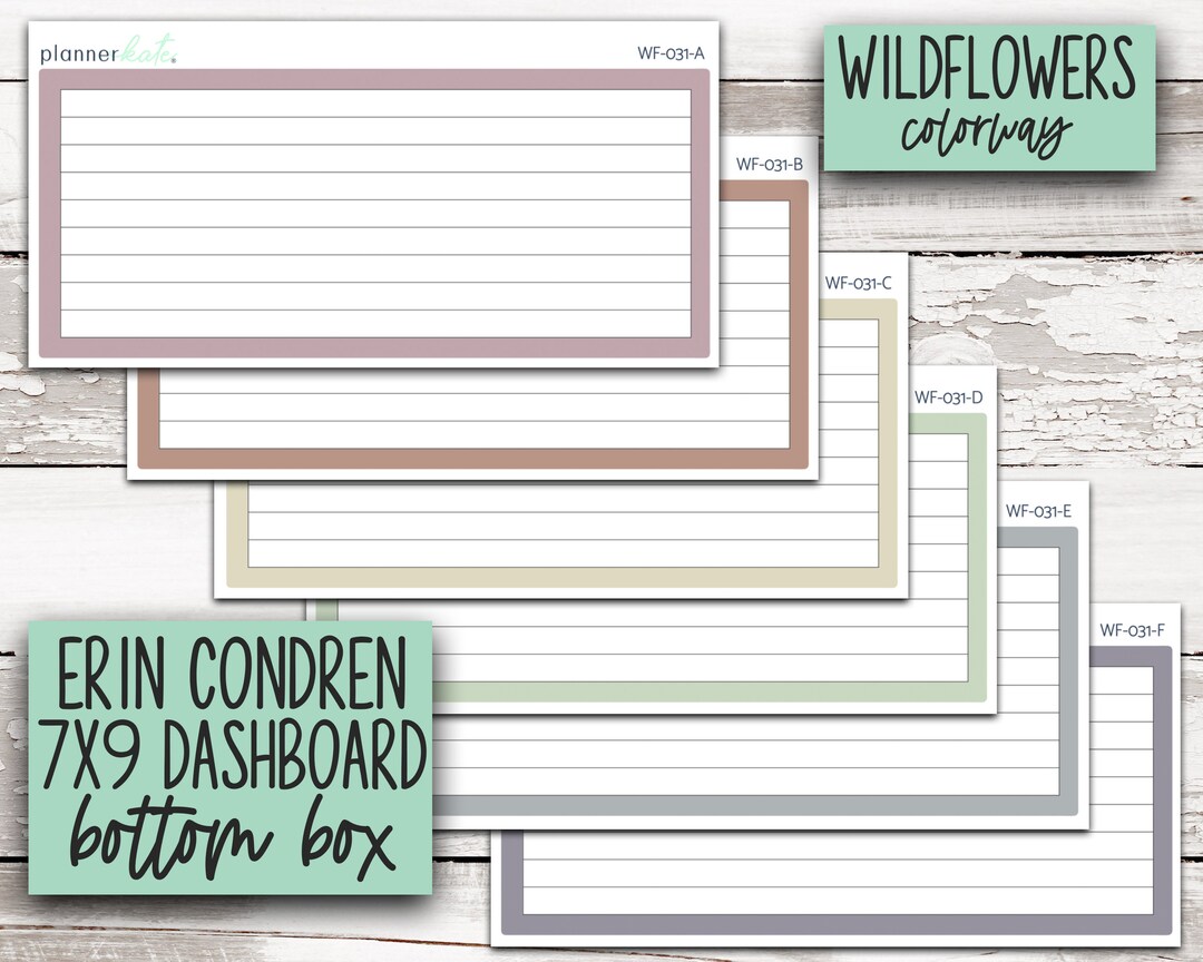 WF-31 7x9 Notes Dashboard Bottom Box Planner Stickers - Etsy
