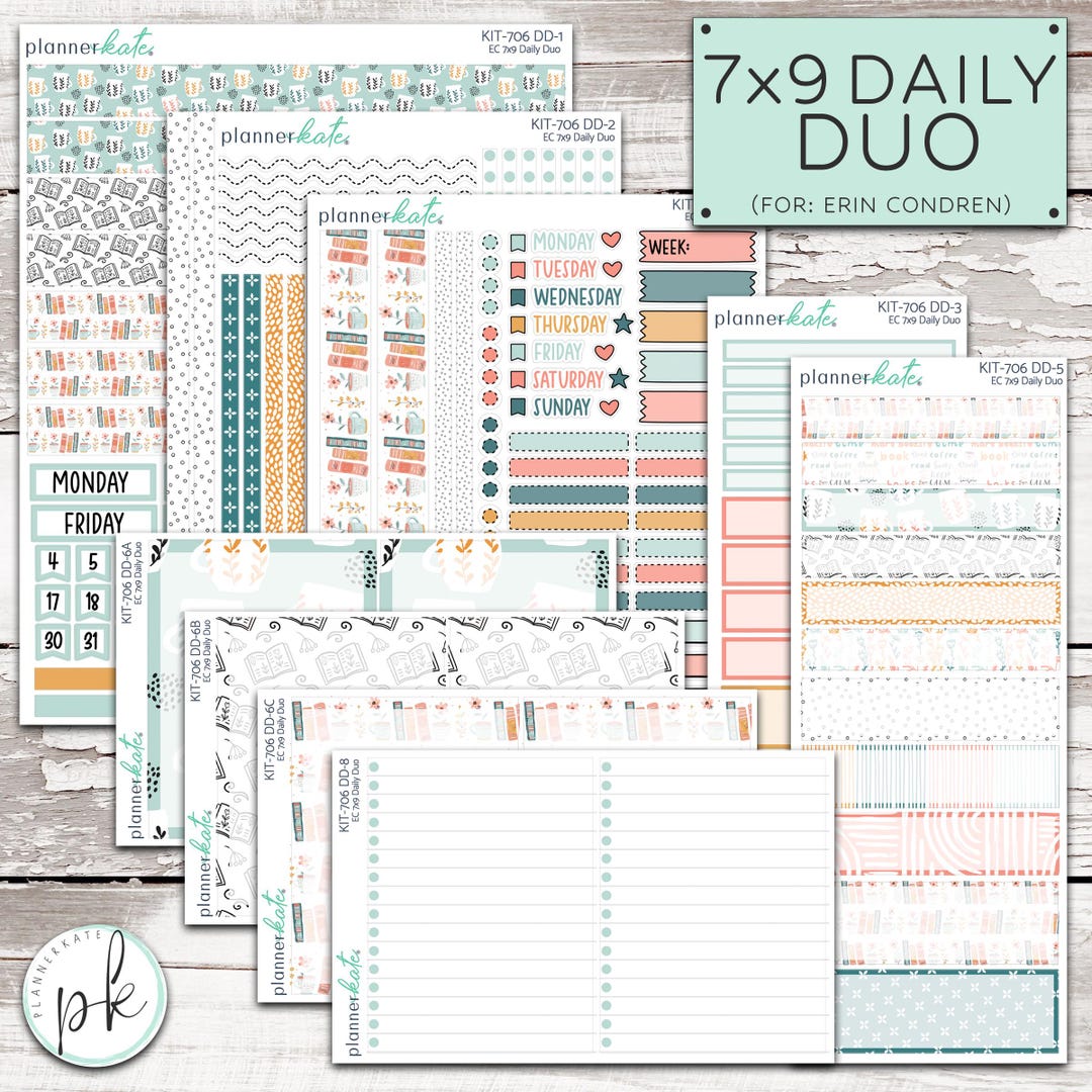 KIT-706 EC 7x9 DAILY Duo || "more Books" 7x9 Erin Condren Daily Duo Ki ...