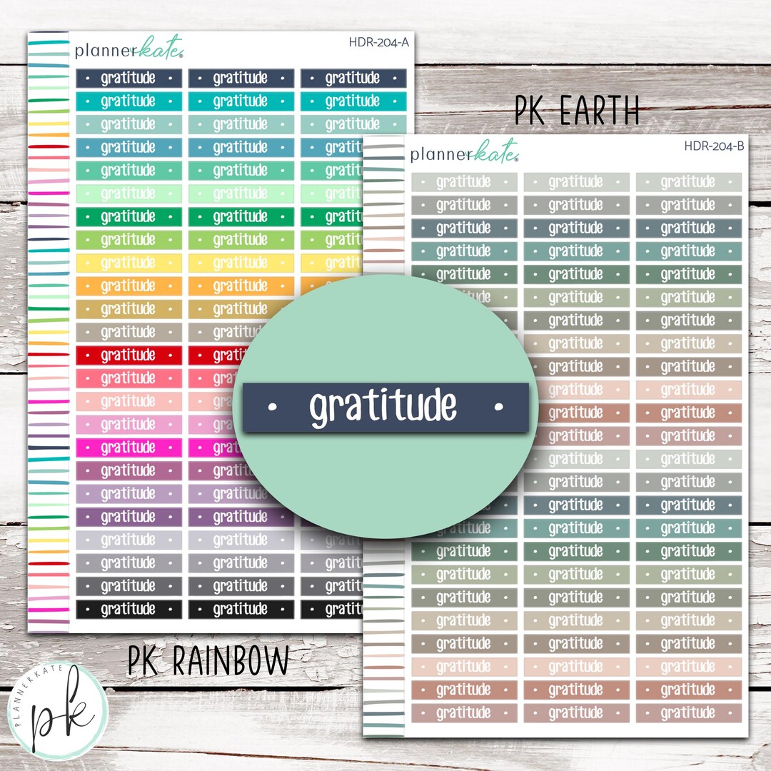 HDR-204 || GRATITUDE Header Stickers - Etsy