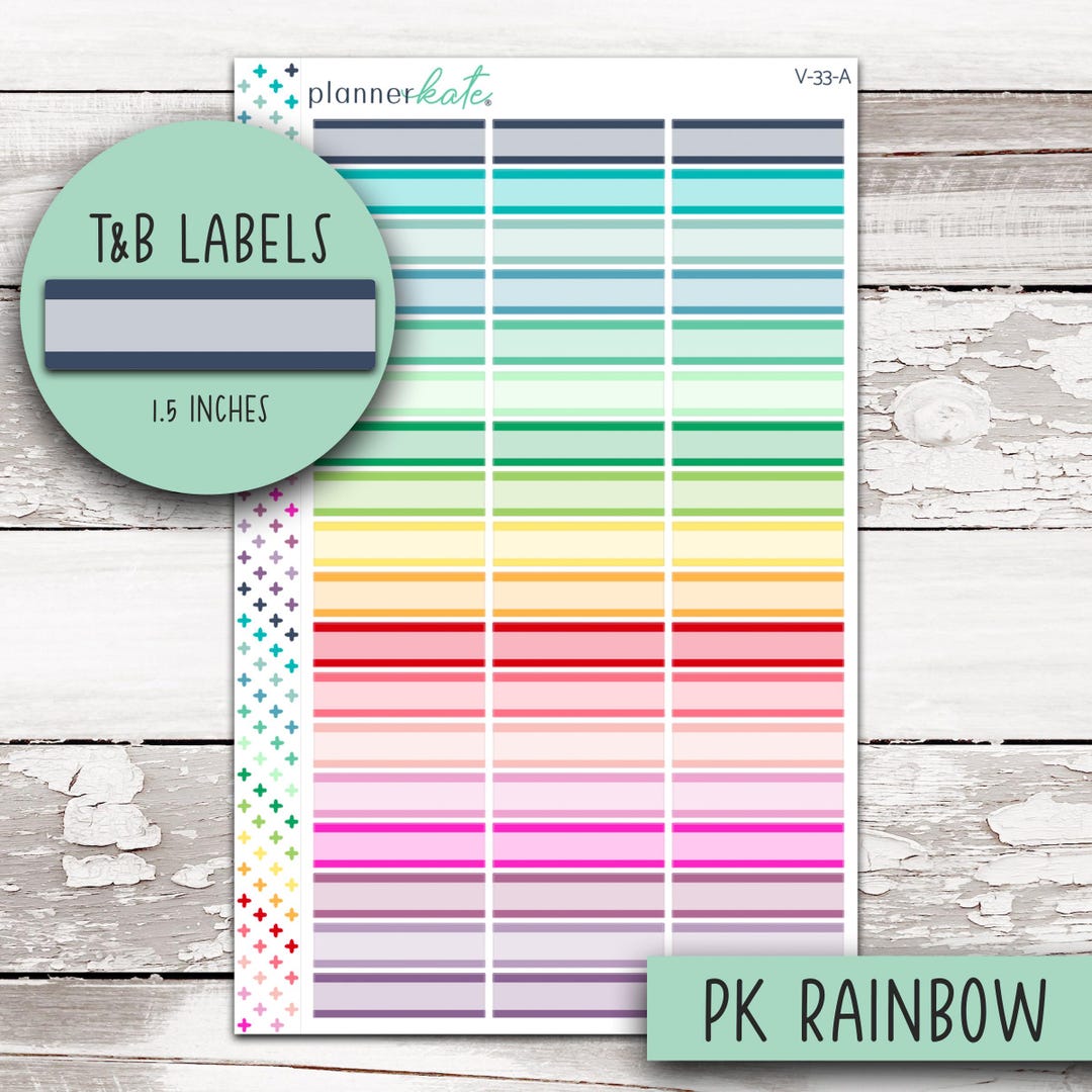 V-33-A || Two Tone Labels (top & Bottom) for 7x9 Planner - PK Rainbow ...