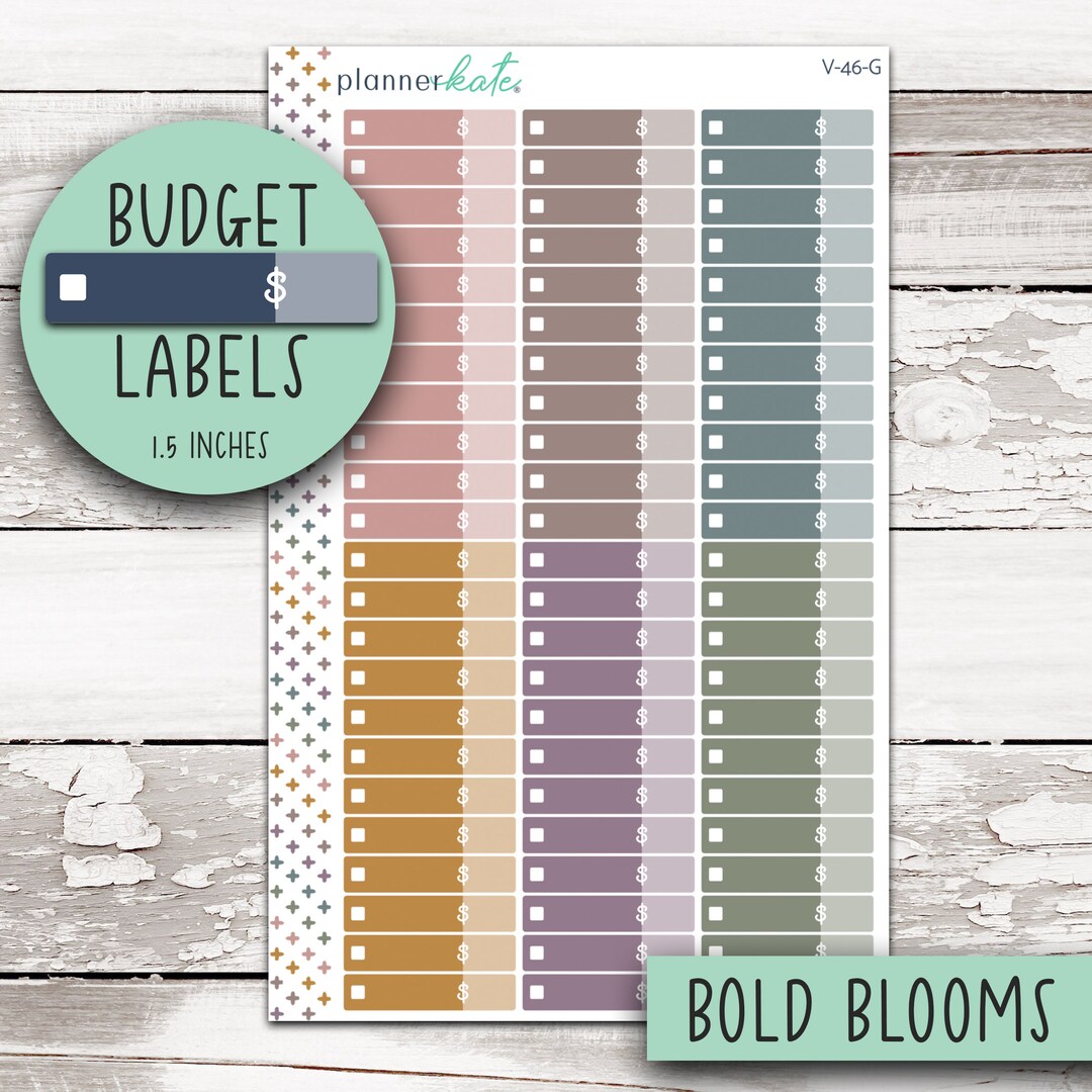 25% Off! Bill & Budget Labels for 7x9 Planners - EC Bold Blooms || V-46 ...