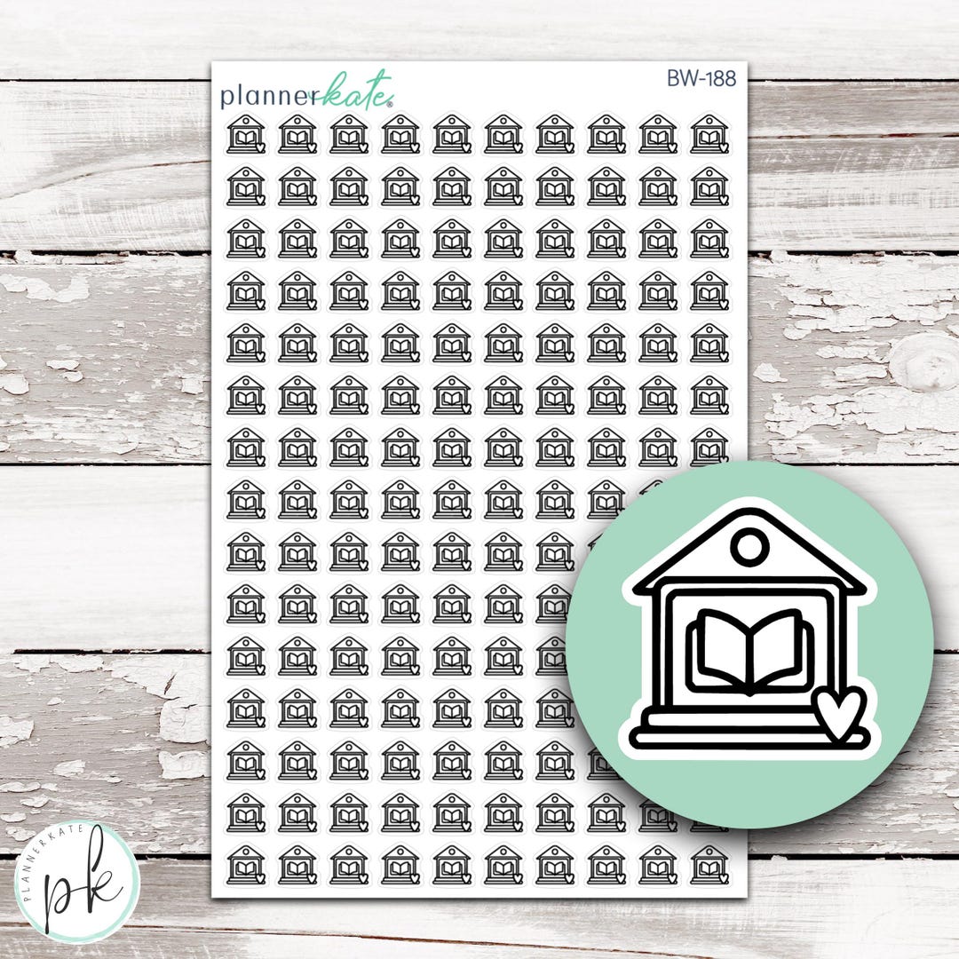 BW-188 || LIBRARY Icon Stickers - Etsy