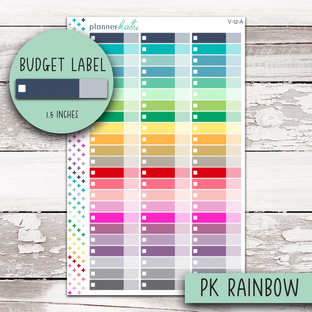 V-12-A || Budget Labels for 7x9 Planner - PK Rainbow - Etsy