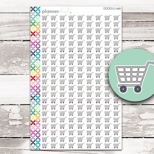 DOODLE-068 GROCERY / SHOPPING Cart Doodle Planner Stickers - Etsy