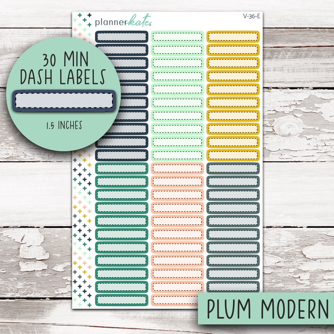 50% Off 30 Minute Color Dash Label for 7x9 Planner Plum Modern V-36 - Etsy