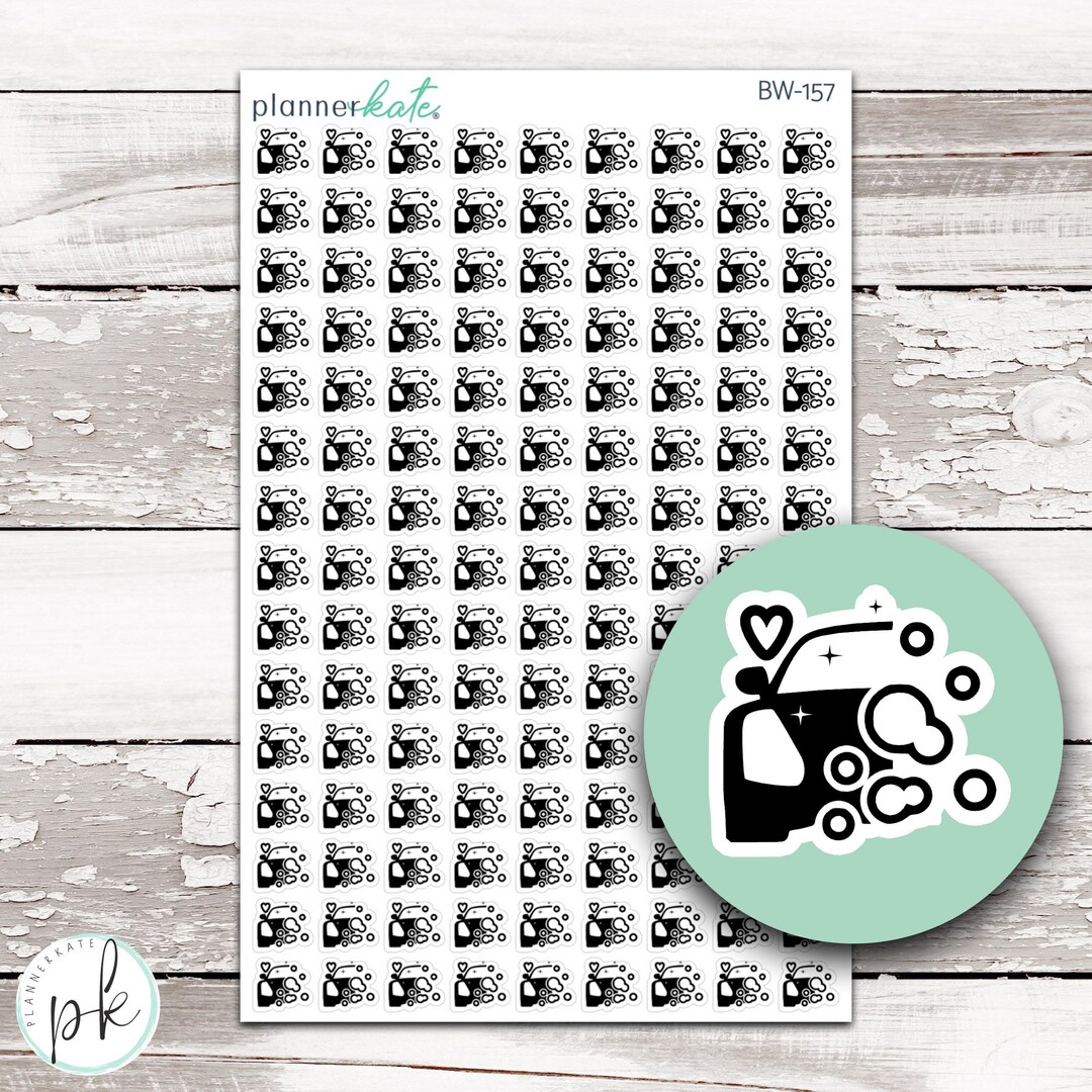 BW-157 || Car Wash - BW Icon Stickers - Etsy