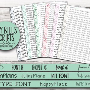 FONT-14 || PAY BILLS Scripts - 12 Font Options - Etsy