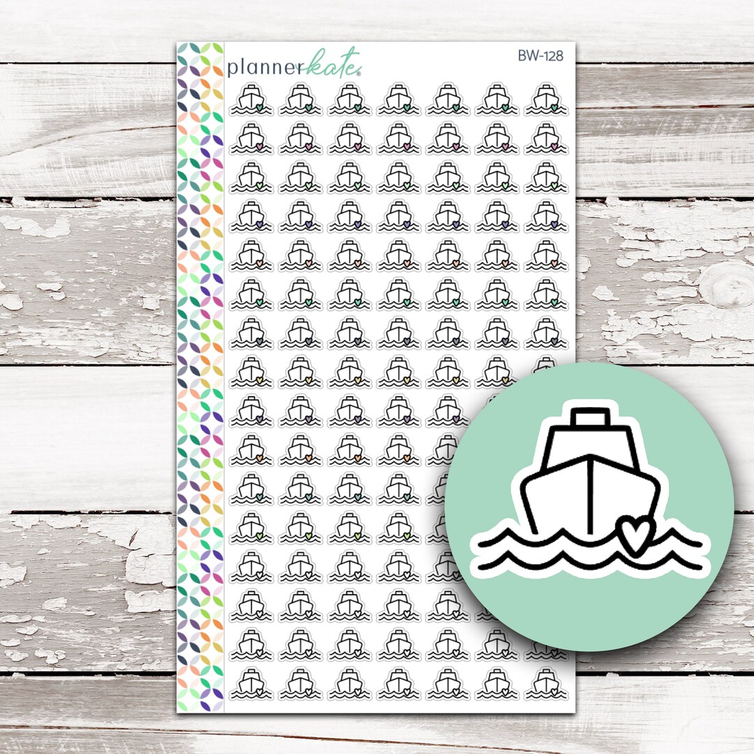 Boat - Ship - Ferry - Cruise - BW Icon Stickers || BW-128 - Etsy