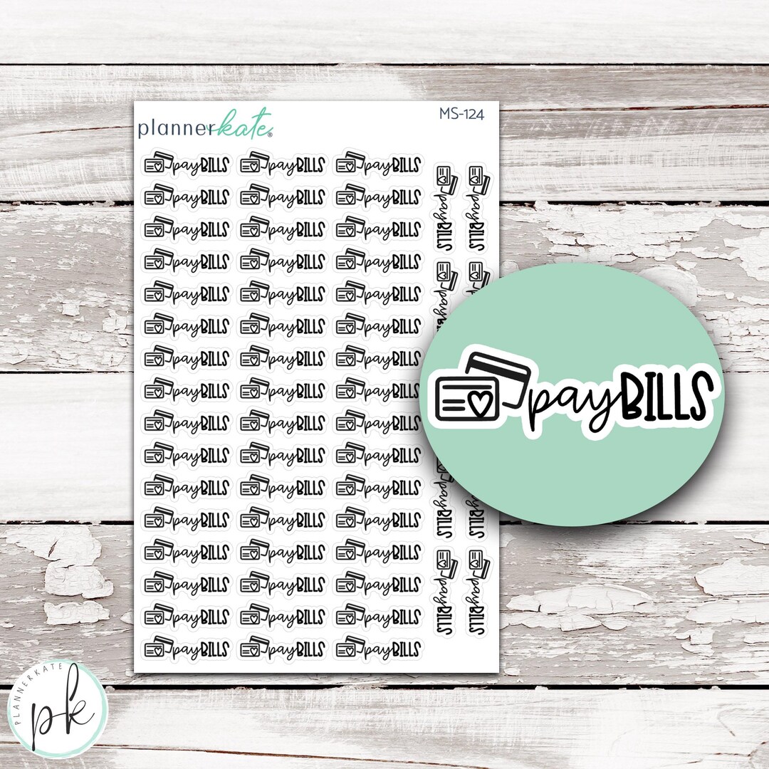 MS-124 || Pay Bills Mixed Script Stickers - Etsy