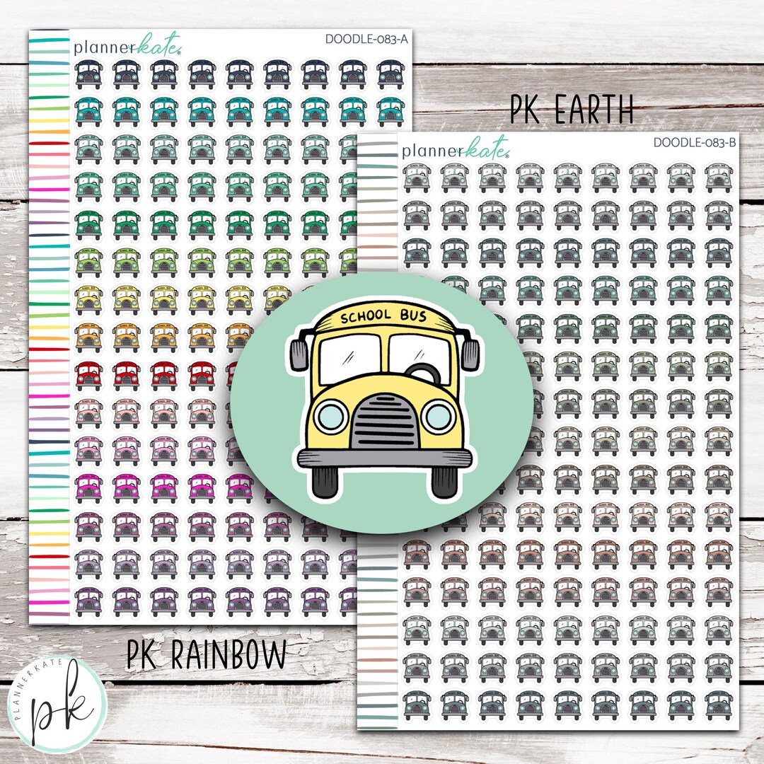 DOODLE-083 || SCHOOL BUS Planner Stickers - Etsy