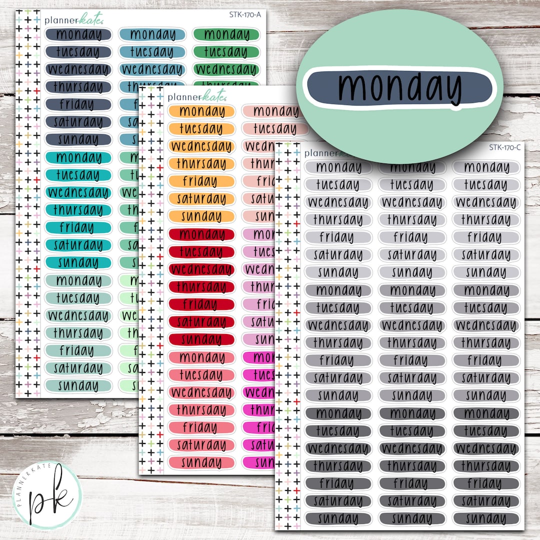 STK-170 || DAYS of WEEK Labels - 3 Color Options (1.5 Inch) - Etsy