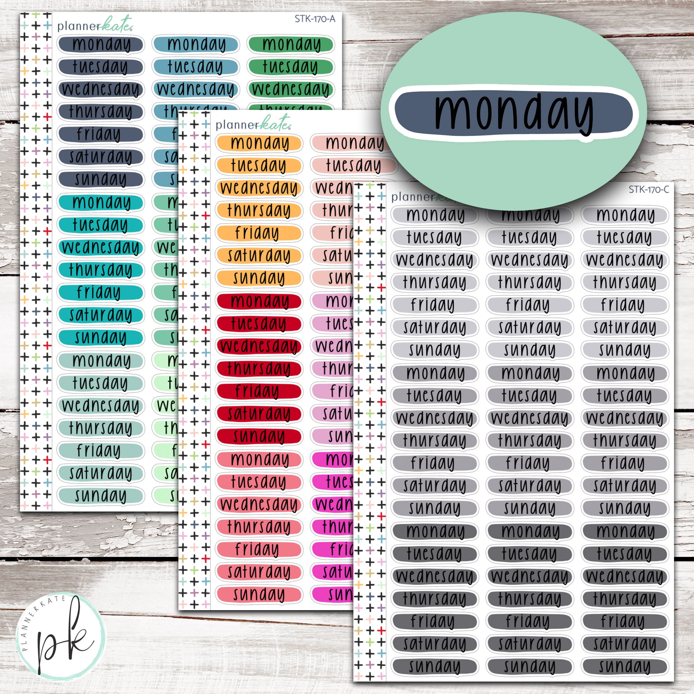 STK-170 || DAYS of WEEK Labels - 3 Color Options (1.5 Inch) - Etsy