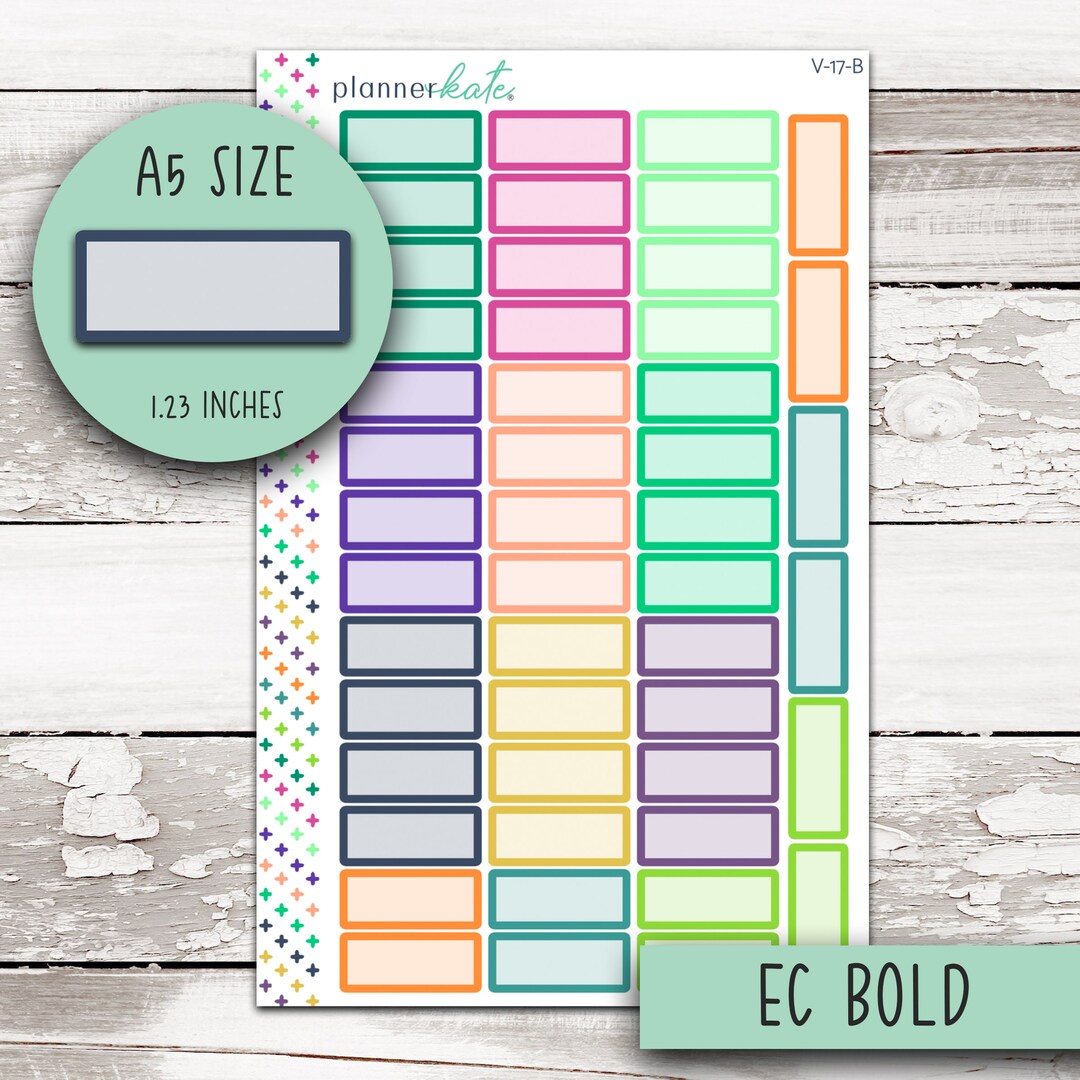 A5 Monthly Half Box Labels for Planner - EC Bold || V-17 - Etsy