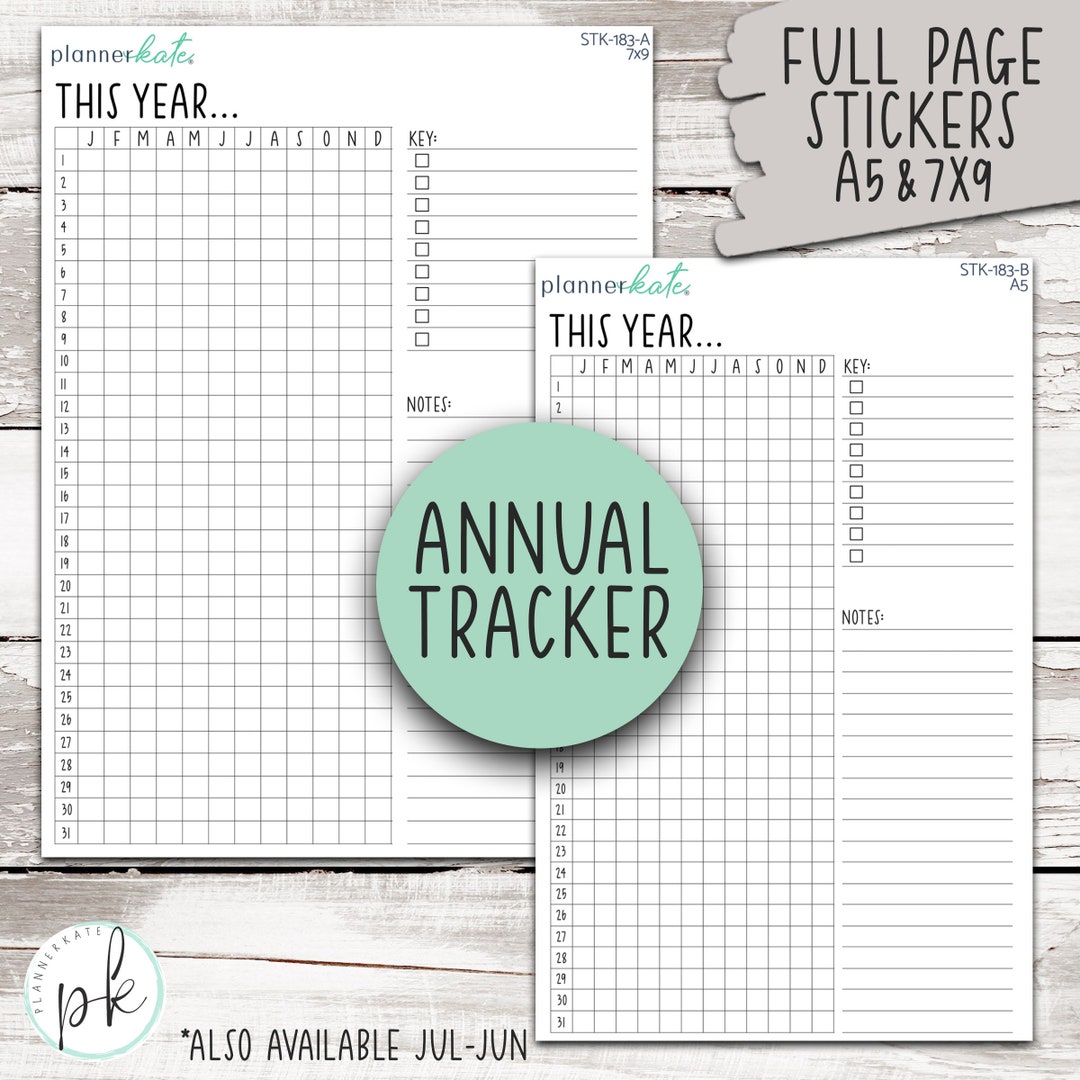 STK-183 || Annual Tracker Dashboard Sticker (jan-dec / Jul-jun ...